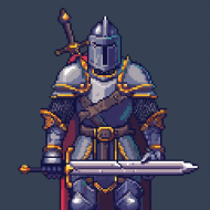 Pixel Art Knight in Full Armor with Sword | Unreal Images - Free AI ...